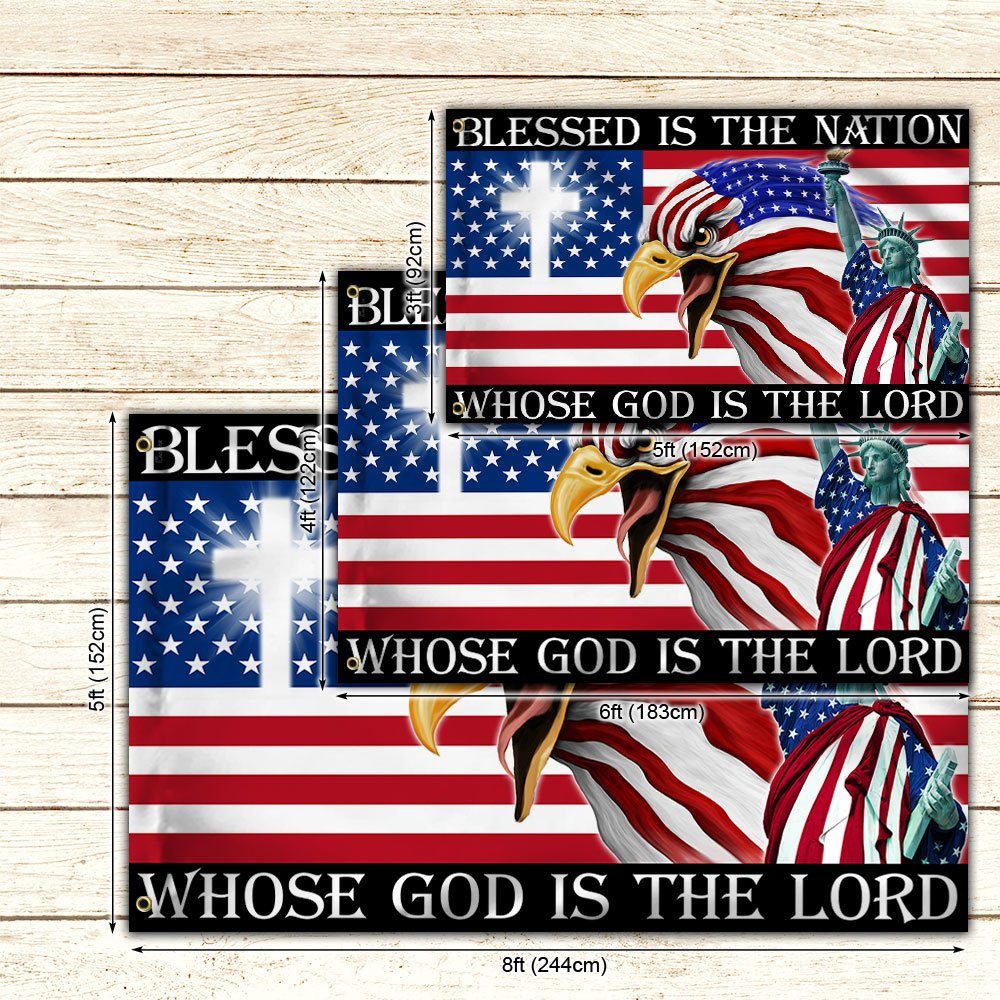 God Eagle American Flag Blessed Is The Nation Whose God Is The Lord ...