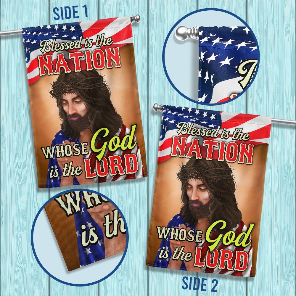 God Jesus American Flag Blessed Is The Nation Whose God Is The Lord ...