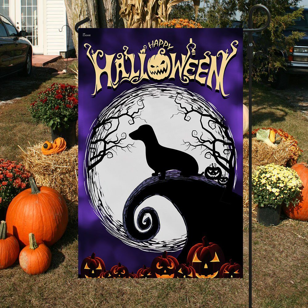 Halloween Flag Happy Halloween Dachshund Flag TRL1220F - Flagwix