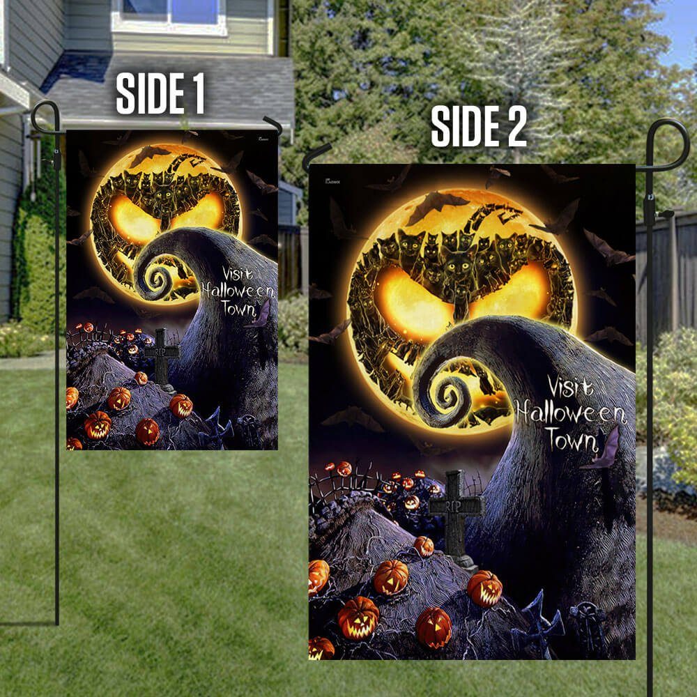 Halloween Town Pumpkin Patch Flagwix™ Halloween Town Flag Black Cat ...