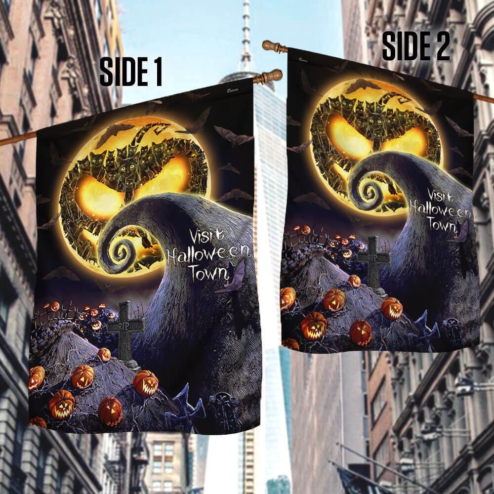 Halloween Town Pumpkin Patch Flagwix™ Halloween Town Flag Black Cat ...