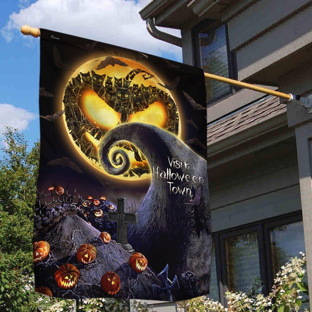 Halloween Town Pumpkin Patch Flagwix™ Halloween Town Flag Black Cat ...