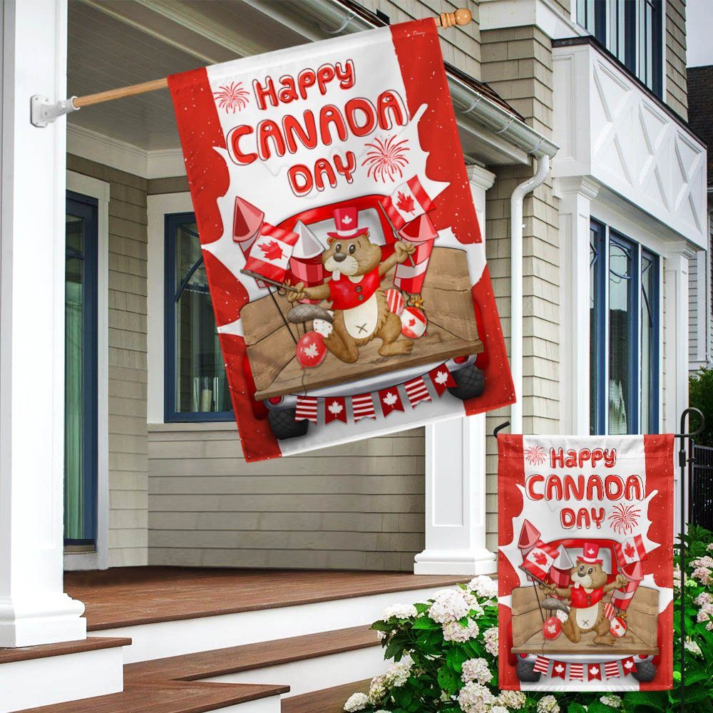 Happy Canada Day Beaver Canadian Flag MLN1330F - Flagwix