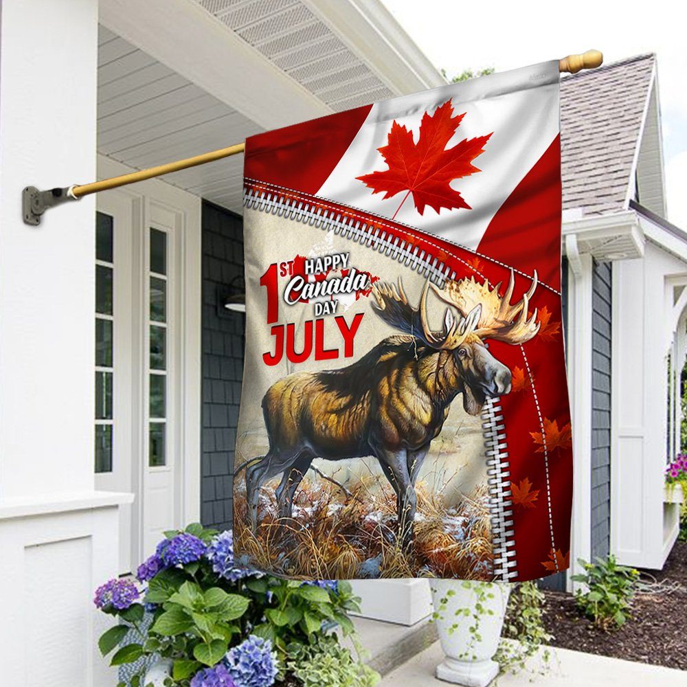 Happy Canada Day Canada Moose Flag MLN137F - Flagwix