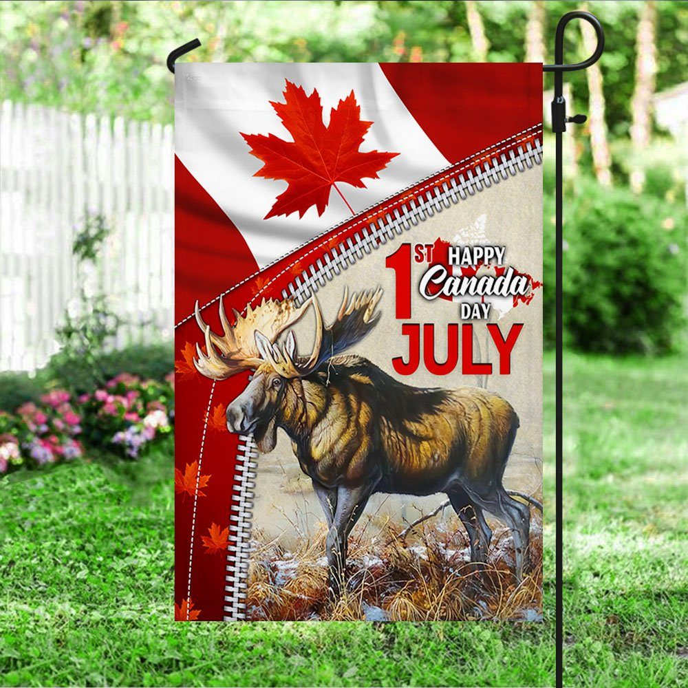 Happy Canada Day Canada Moose Flag MLN137F - Flagwix