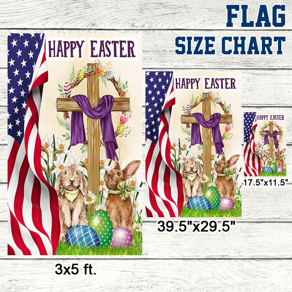 Happy Easter, Christian Cross, Bunny Easter Flag TPT619F - Flagwix