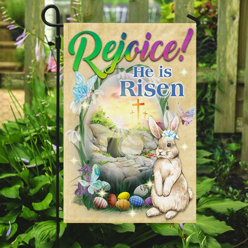Happy Easter Bunny Flag Rejoice! He Is Risen DBD3352F - Flagwix