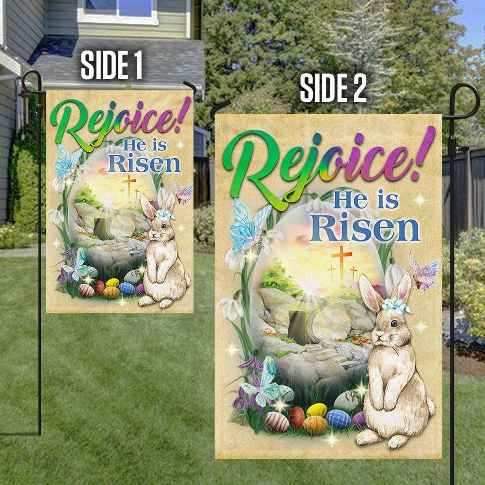 Happy Easter Bunny Flag Rejoice! He Is Risen DBD3352F - Flagwix