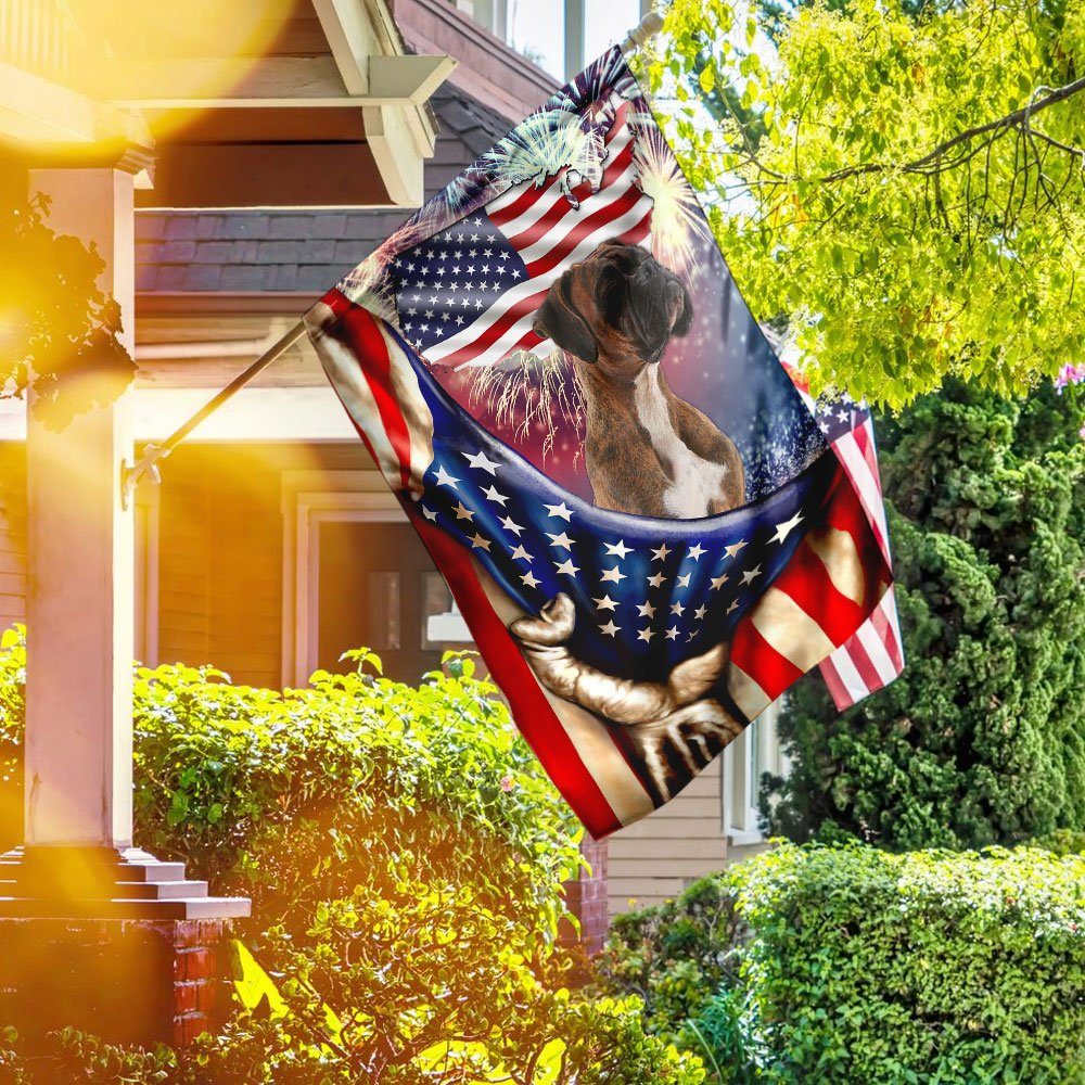 Happy Independence Day Brindle Boxer Flag - Flagwix