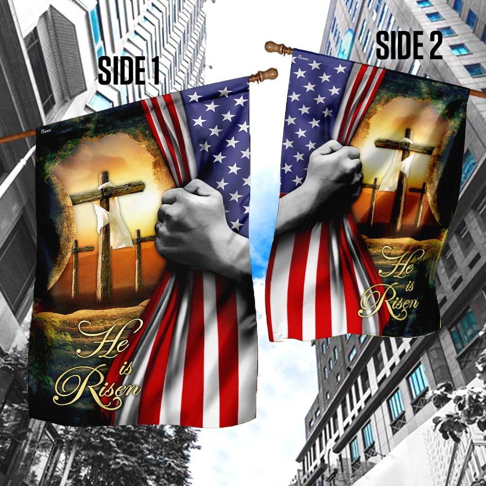 He Is Risen. Jesus Christ Cross Easter Day Flag - Flagwix