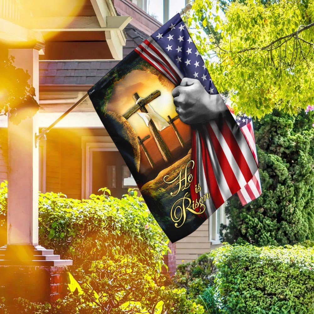 He Is Risen. Jesus Christ Cross Easter Day Flag - Flagwix