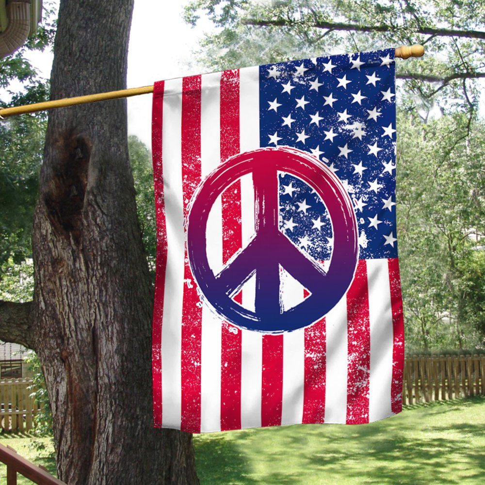 Hippie Flag Hippie Peace Sign American Flag TRV1841F – Flagwix
