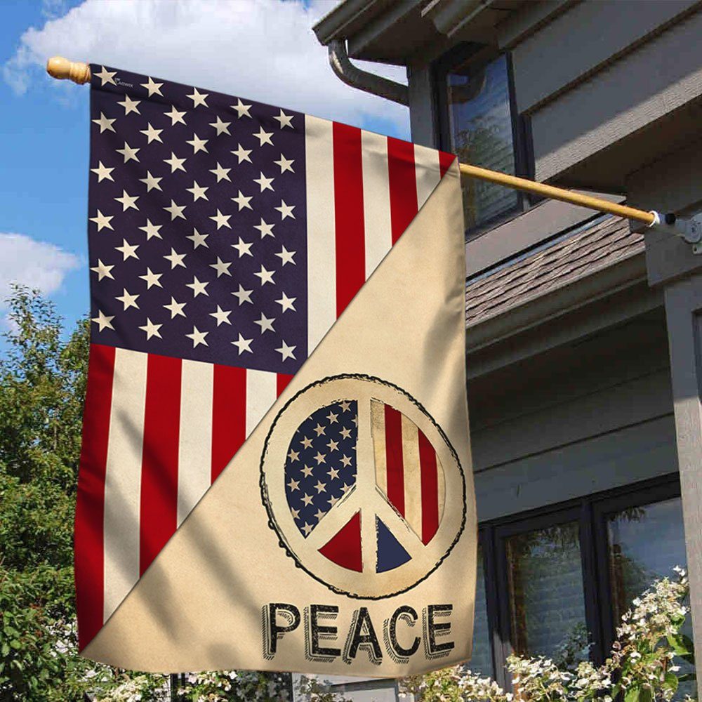 Hippie Flag Peace Hippie American US Flag TRL1622F - Flagwix