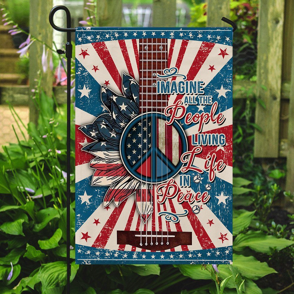 Hippie Imagine All The People Living Life In Peace Flag – Flagwix