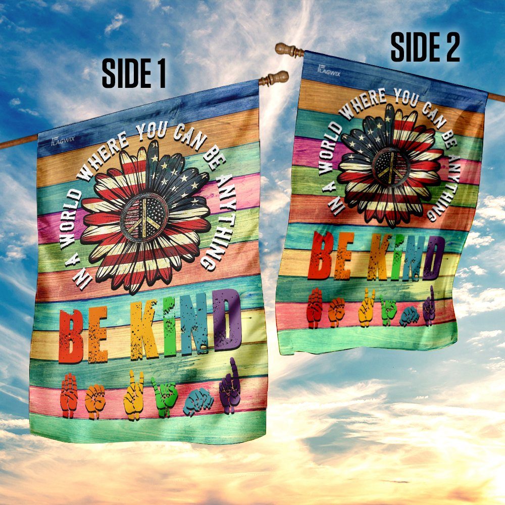 Hippie Sign Languages ASL Be Kind Flag - Flagwix