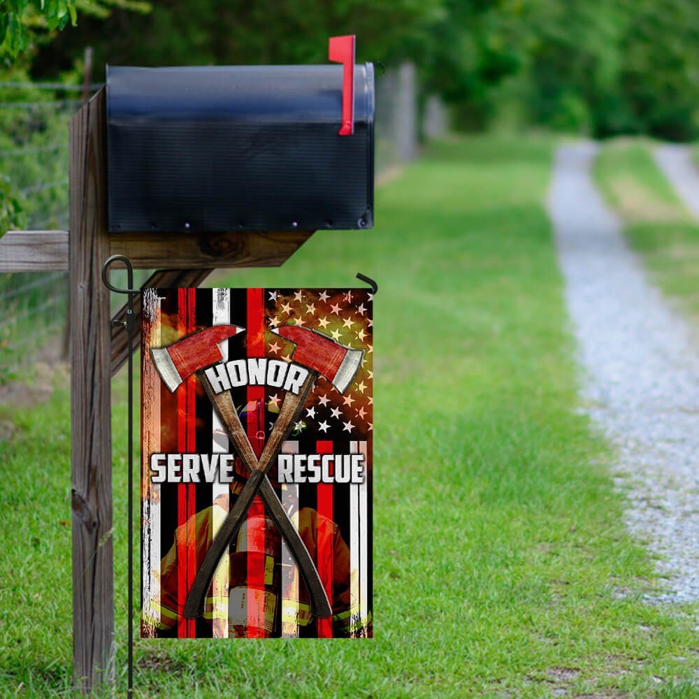 Honor Serve Rescue American Firefighter Flag - Flagwix