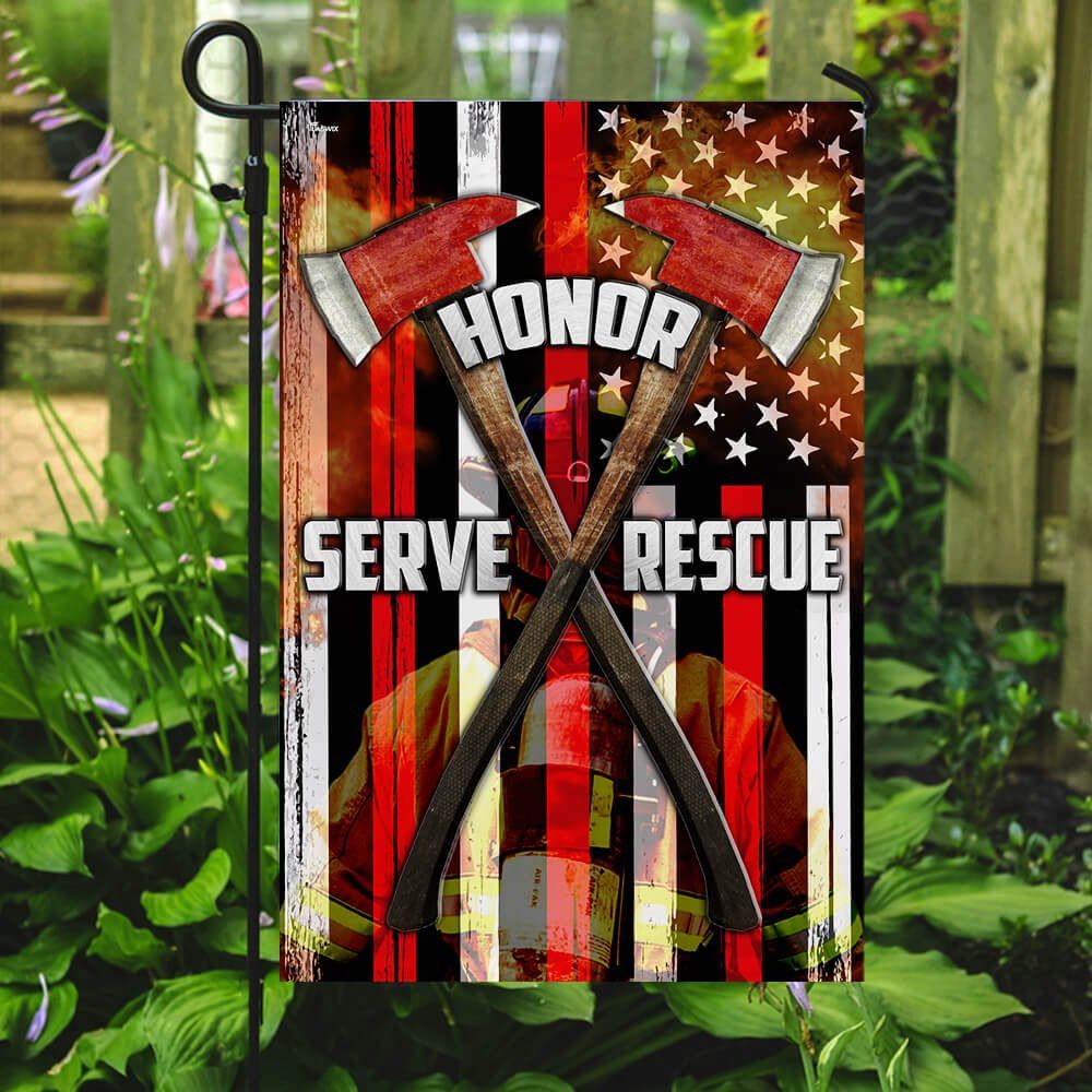 Honor Serve Rescue American Firefighter Flag - Flagwix