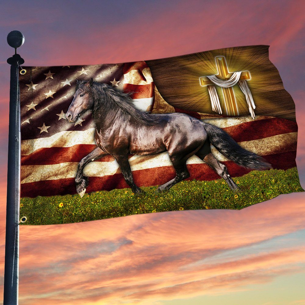 Horse Flag Patriotic Faith Horse American Grommet Flag QTR50GFv1 – Flagwix