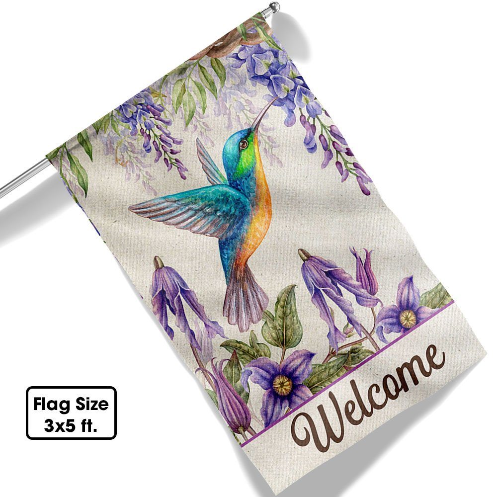 Hummingbird Flower Welcome Flag TQN1104F - Flagwix