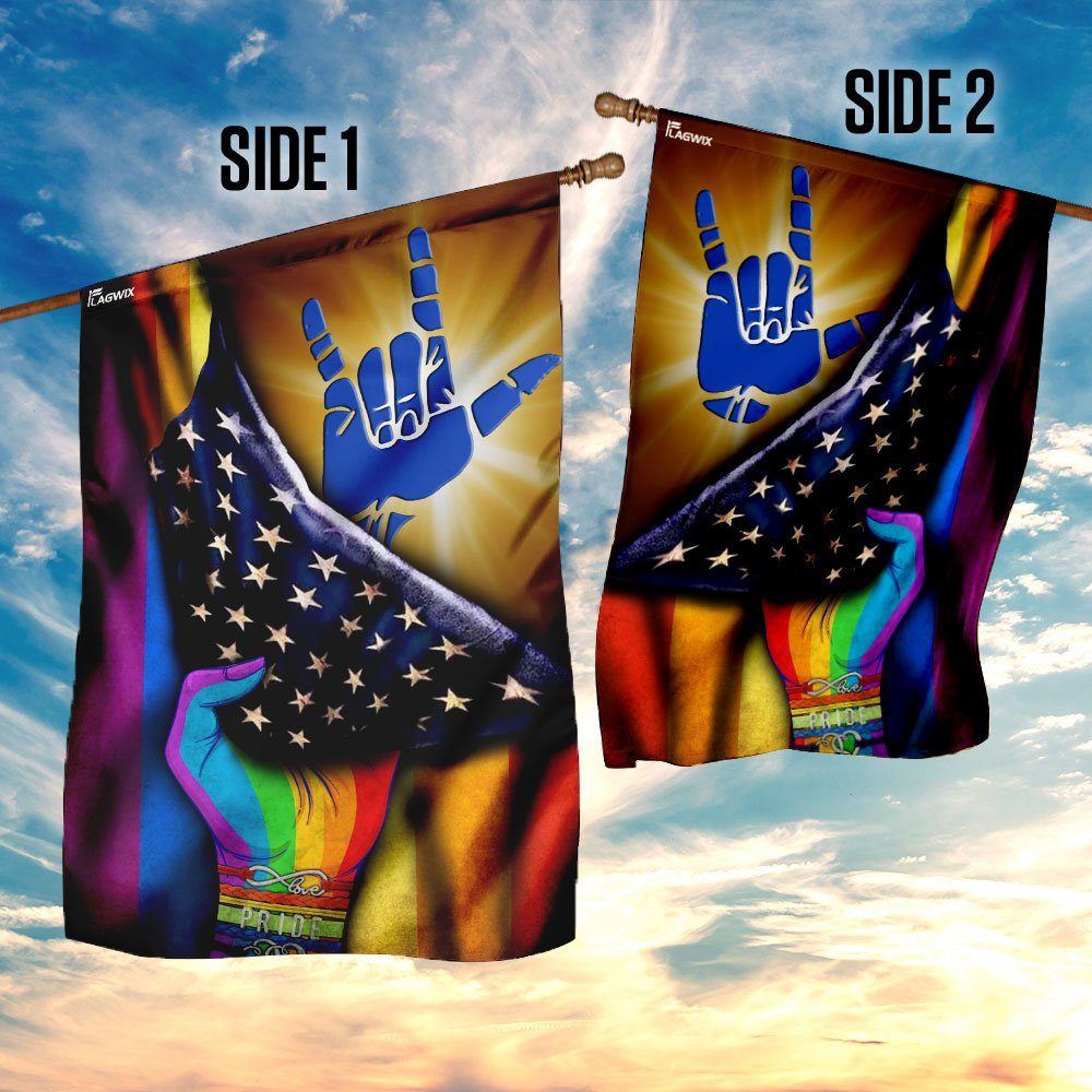 ILY Sign Language LGBT Pride Flag - Flagwix