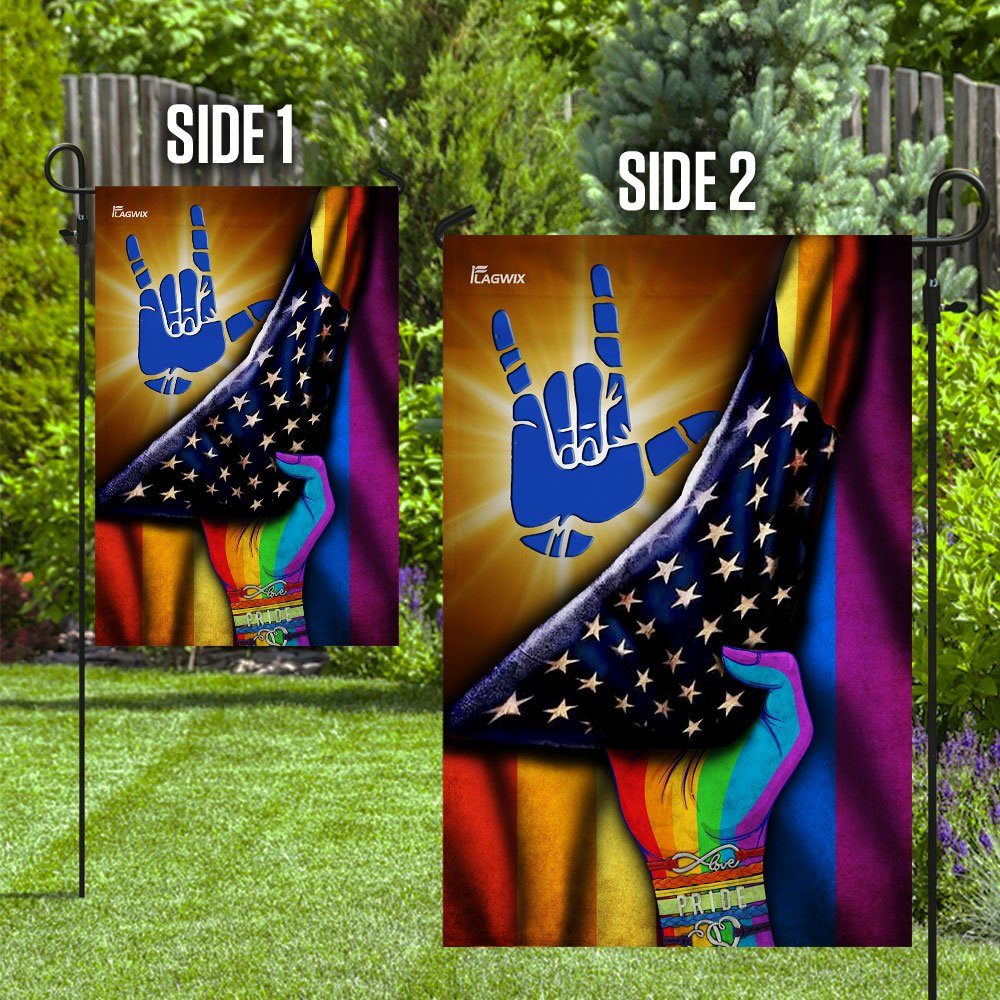 ILY Sign Language LGBT Pride Flag - Flagwix
