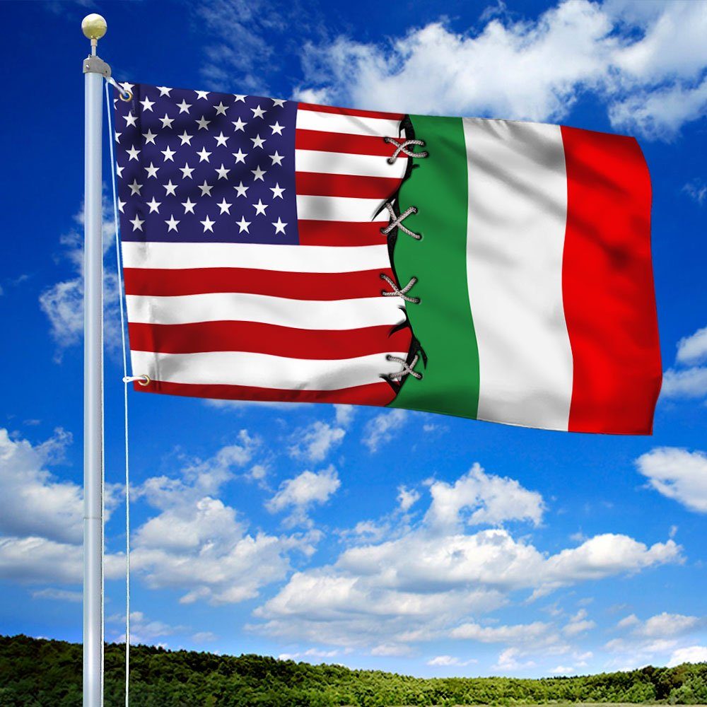 Italian American Grommet Flag QNK841GF - Flagwix