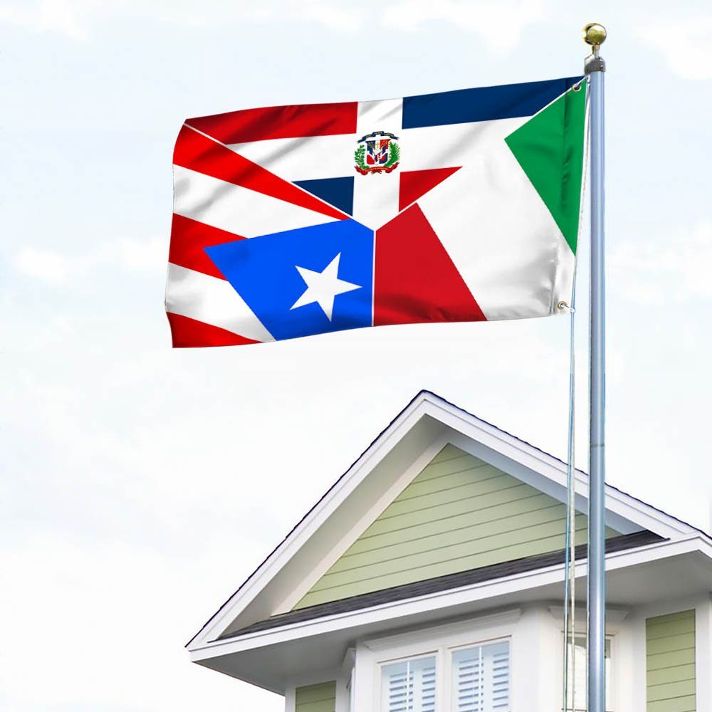 Italian Puerto Rican and Dominican Together Grommet Flag BNN618GFv1 ...