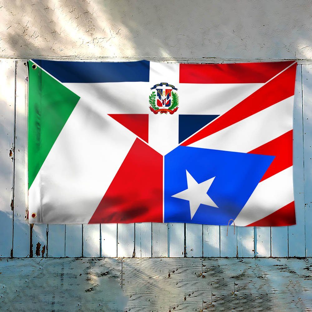 Italian Puerto Rican and Dominican Together Grommet Flag BNN618GFv1 ...