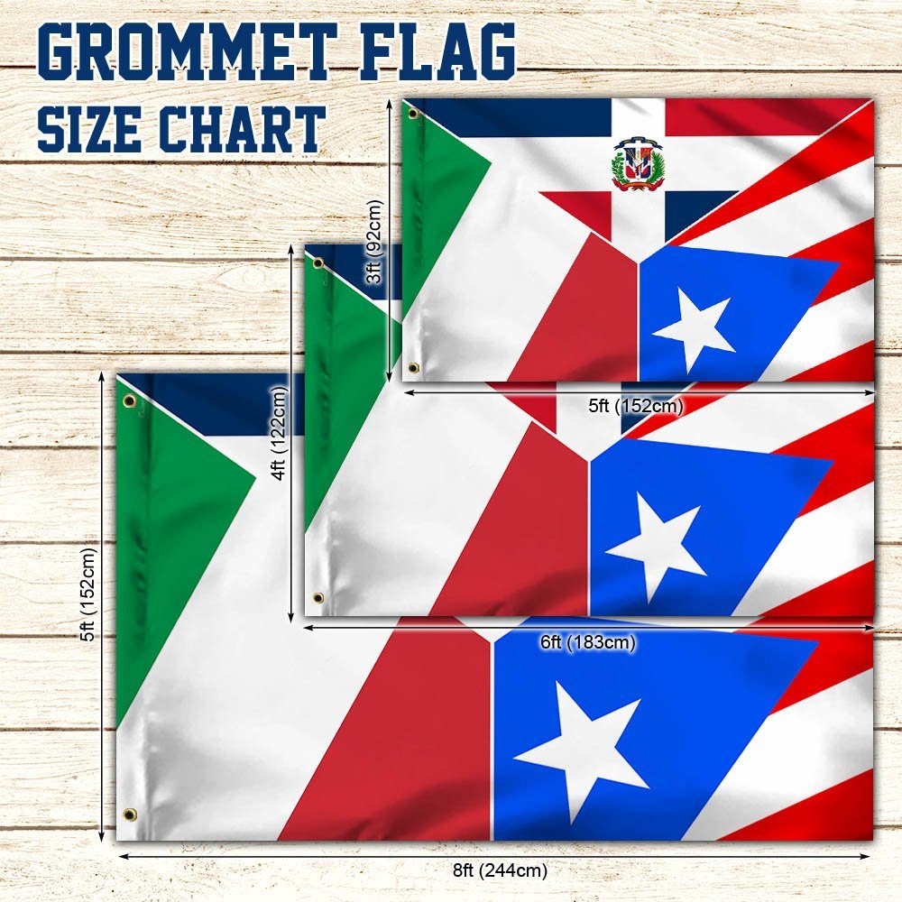 Italian Puerto Rican and Dominican Together Grommet Flag BNN618GFv1 ...