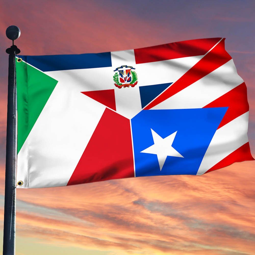 Italian Puerto Rican and Dominican Together Grommet Flag BNN618GFv1 ...