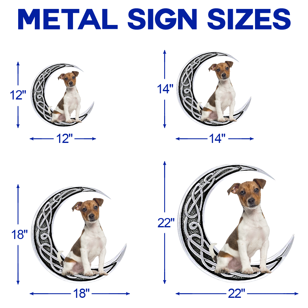 Jack Russell Terrier Dog On The Moon Hanging Metal Sign QNK1008MSv1a ...