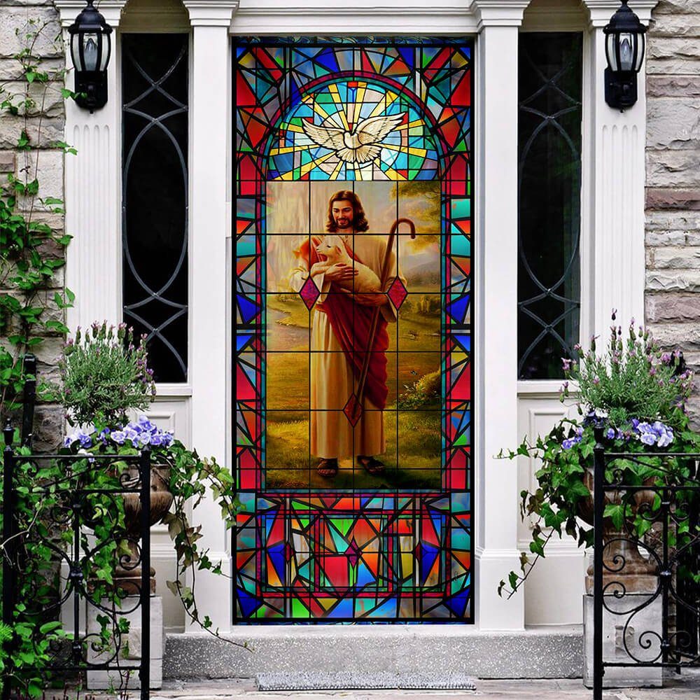Jesus And The Sheep Door Cover - Flagwix