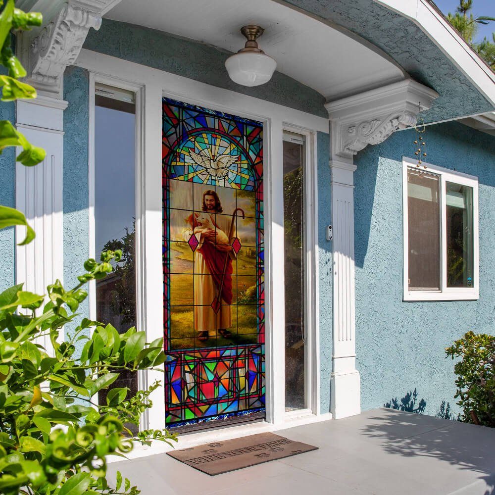 Jesus And The Sheep Door Cover - Flagwix