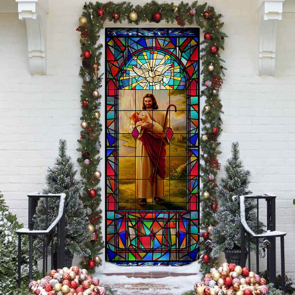 Jesus And The Sheep Door Cover - Flagwix