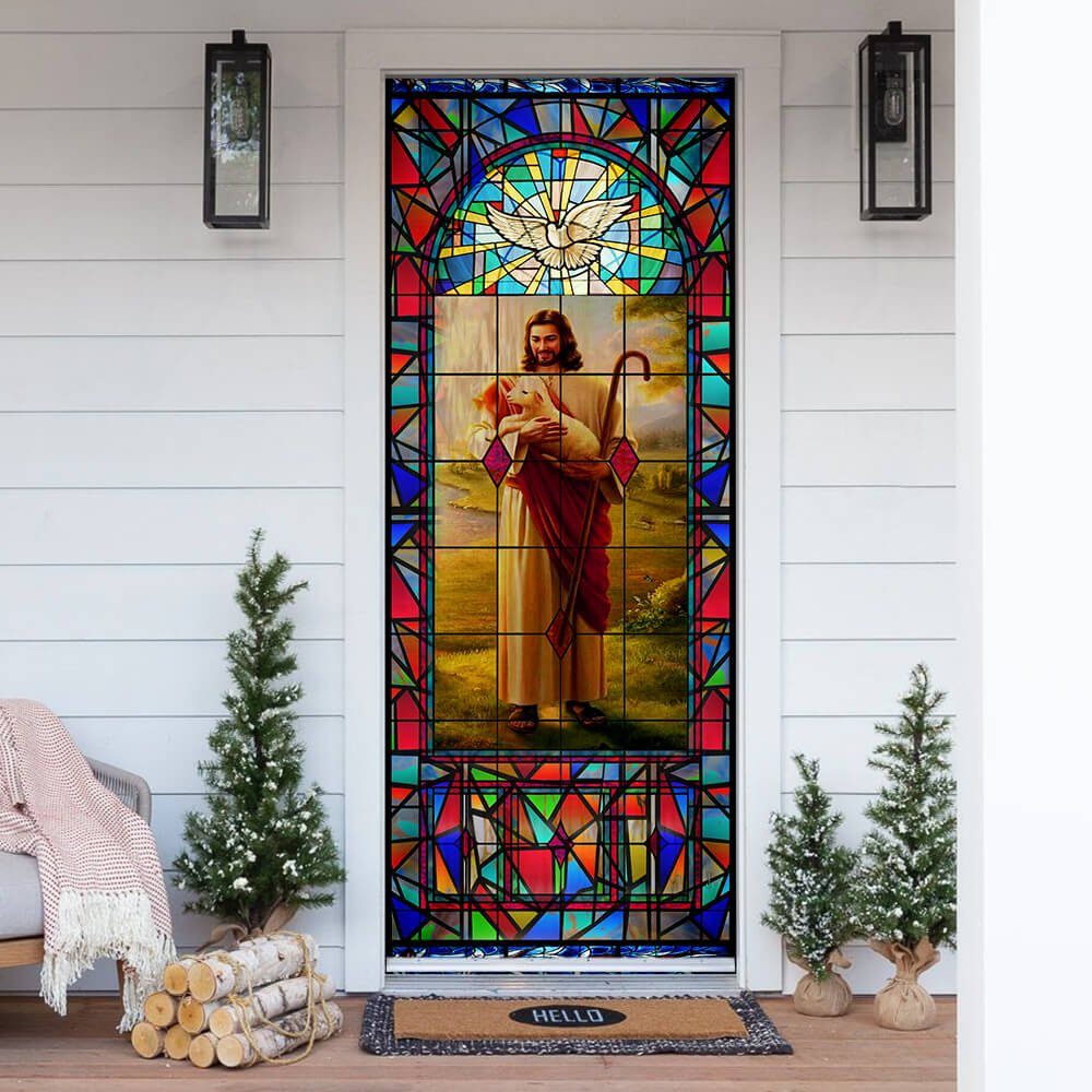 Jesus And The Sheep Door Cover - Flagwix