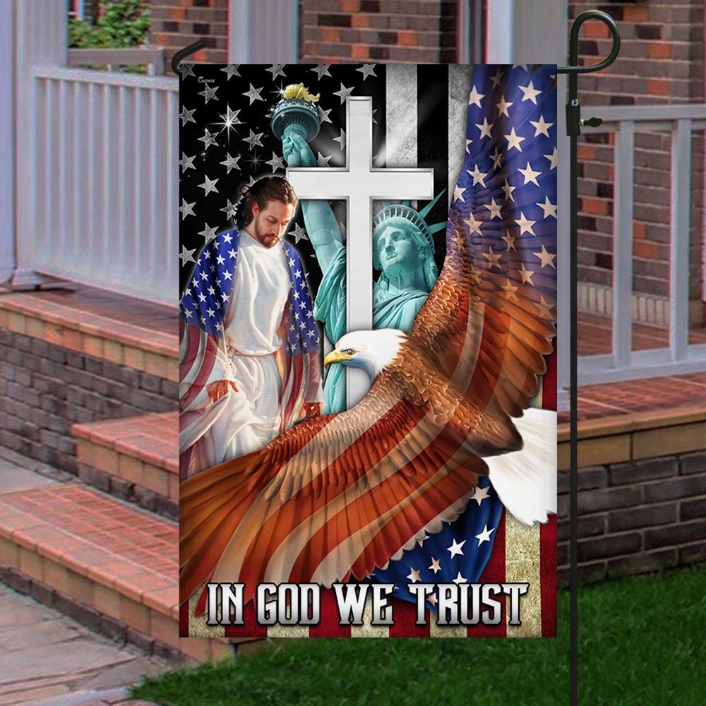 Jesus Christ Bald Eagle American Flag In God We Trust MLH2265F – Flagwix