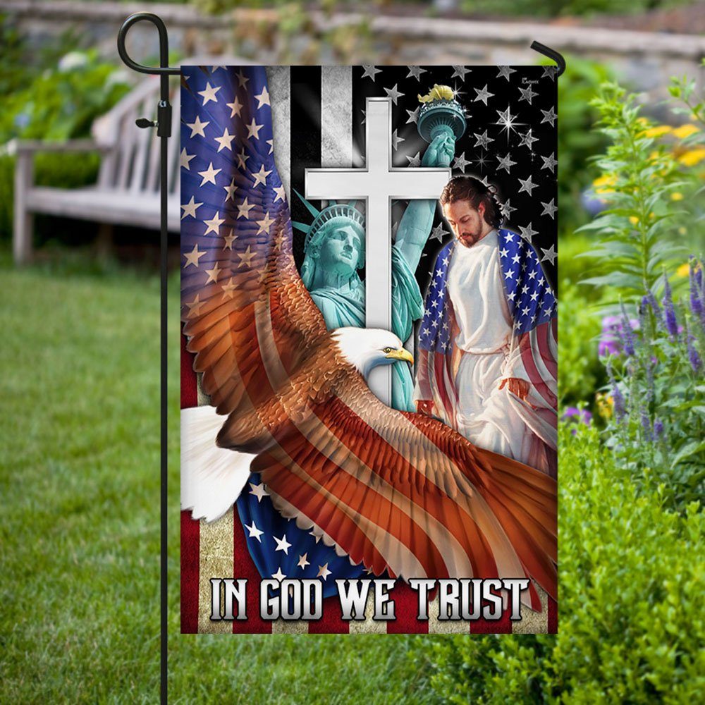 Jesus Christ Bald Eagle American Flag In God We Trust MLH2265F – Flagwix