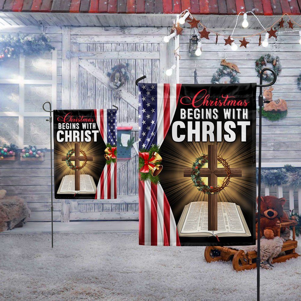 Jesus Christ Cross Flag Christmas Begins With Christ Flag MLN763F - Flagwix