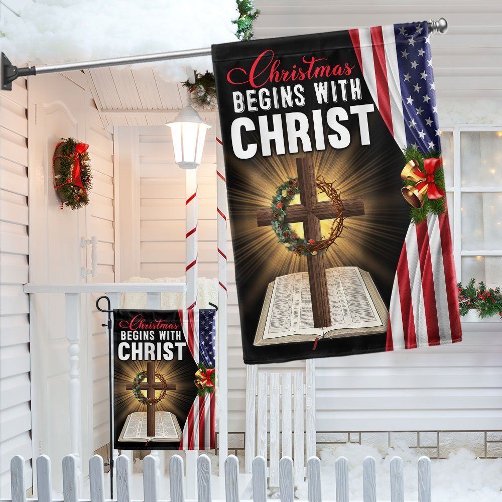 Jesus Christ Cross Flag Christmas Begins With Christ Flag MLN763F - Flagwix