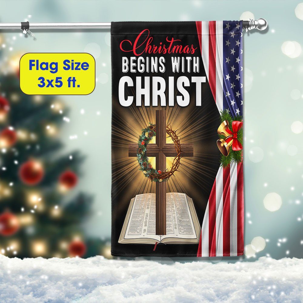 Jesus Christ Cross Flag Christmas Begins With Christ Flag MLN763F - Flagwix