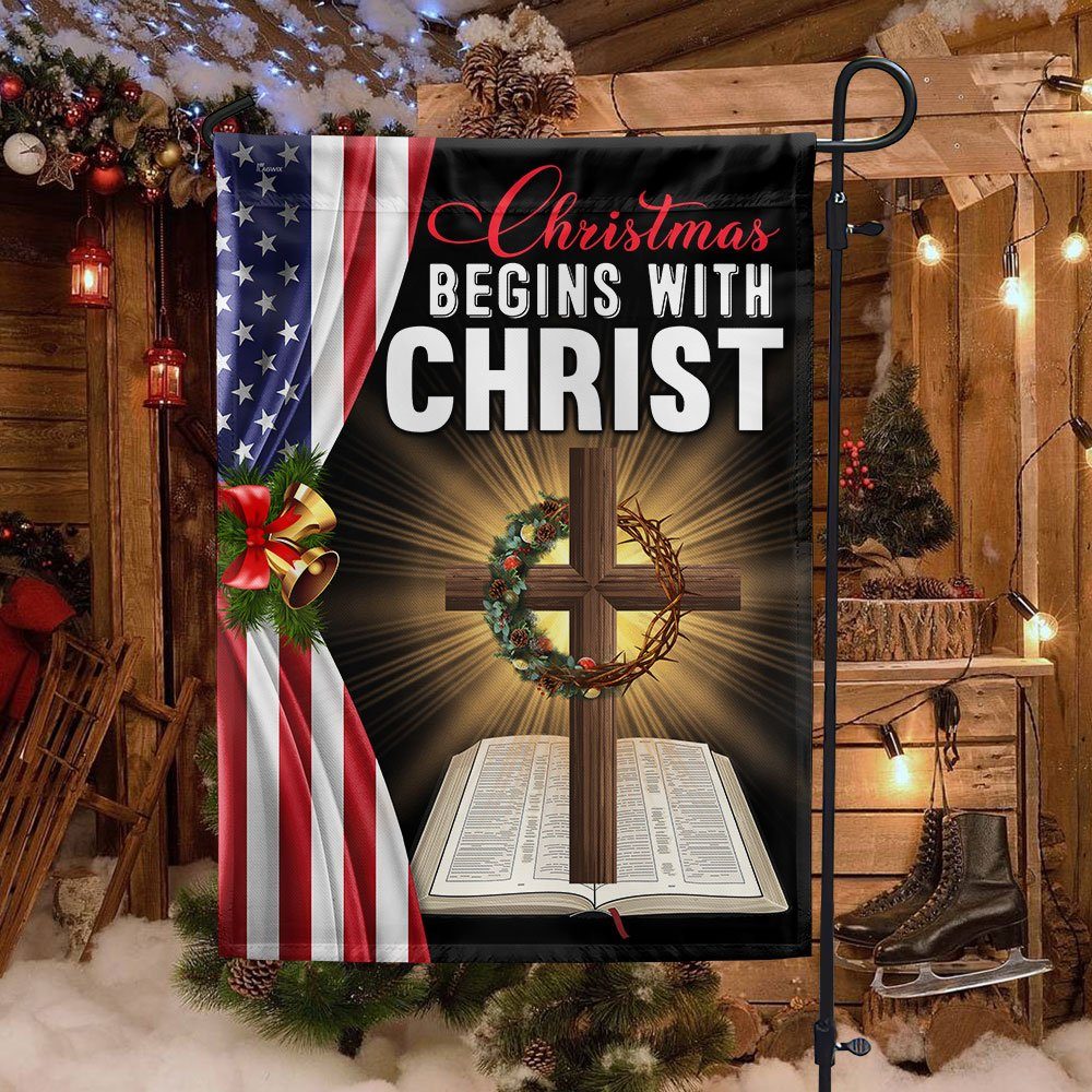 Jesus Christ Cross Flag Christmas Begins With Christ Flag MLN763F - Flagwix