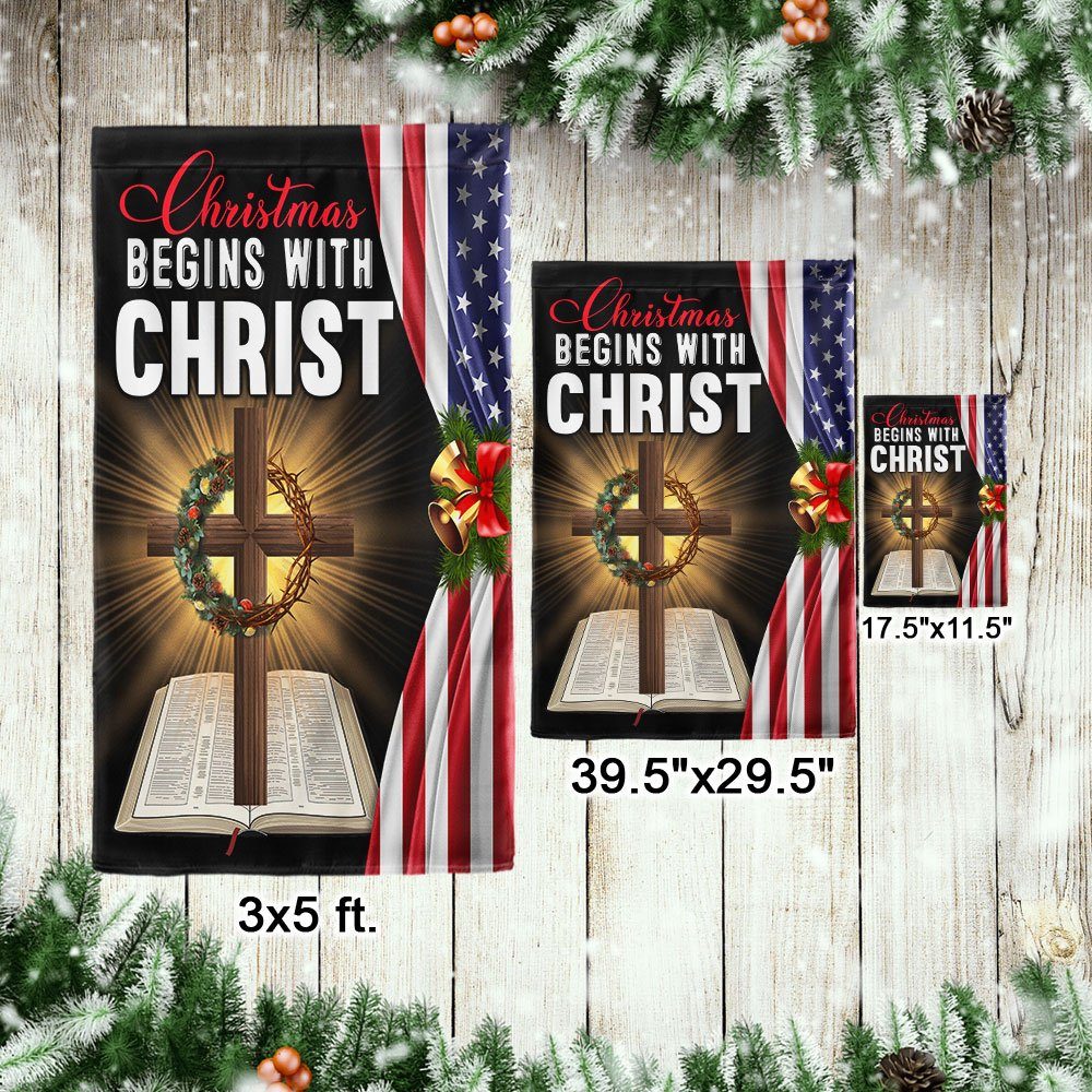 Jesus Christ Cross Flag Christmas Begins With Christ Flag MLN763F - Flagwix