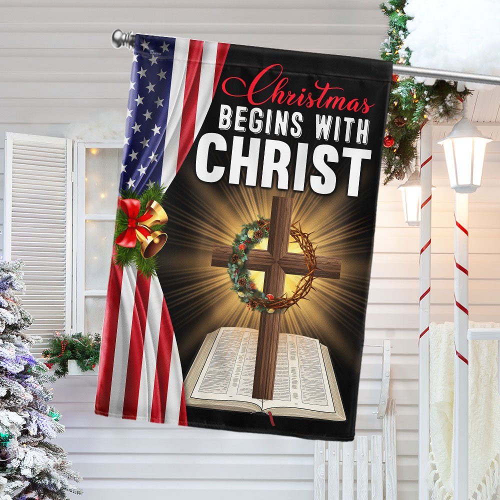 Jesus Christ Cross Flag Christmas Begins With Christ Flag MLN763F - Flagwix