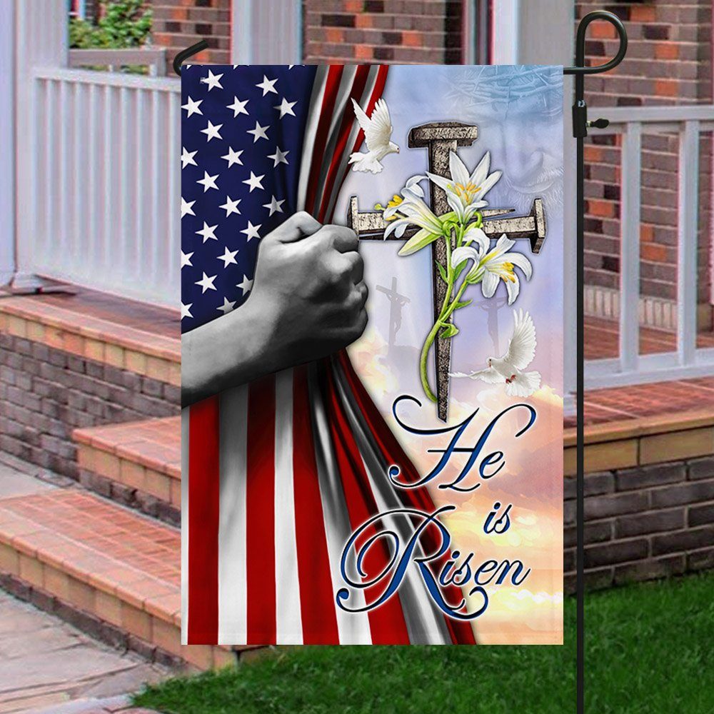 Jesus Christ Cross Flag He Is Risen Easter Day MLH2157F - Flagwix