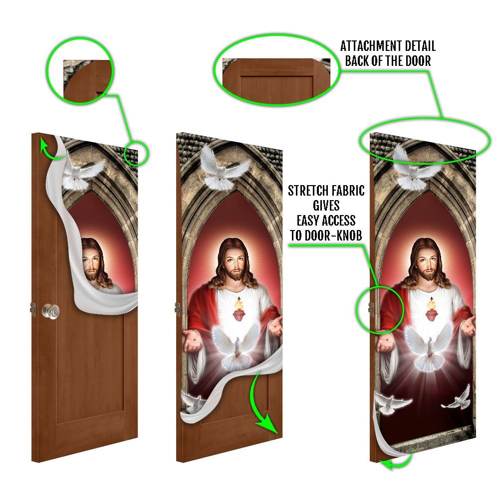 Jesus Christ Dove Holy Spirit Door Cover - Flagwix