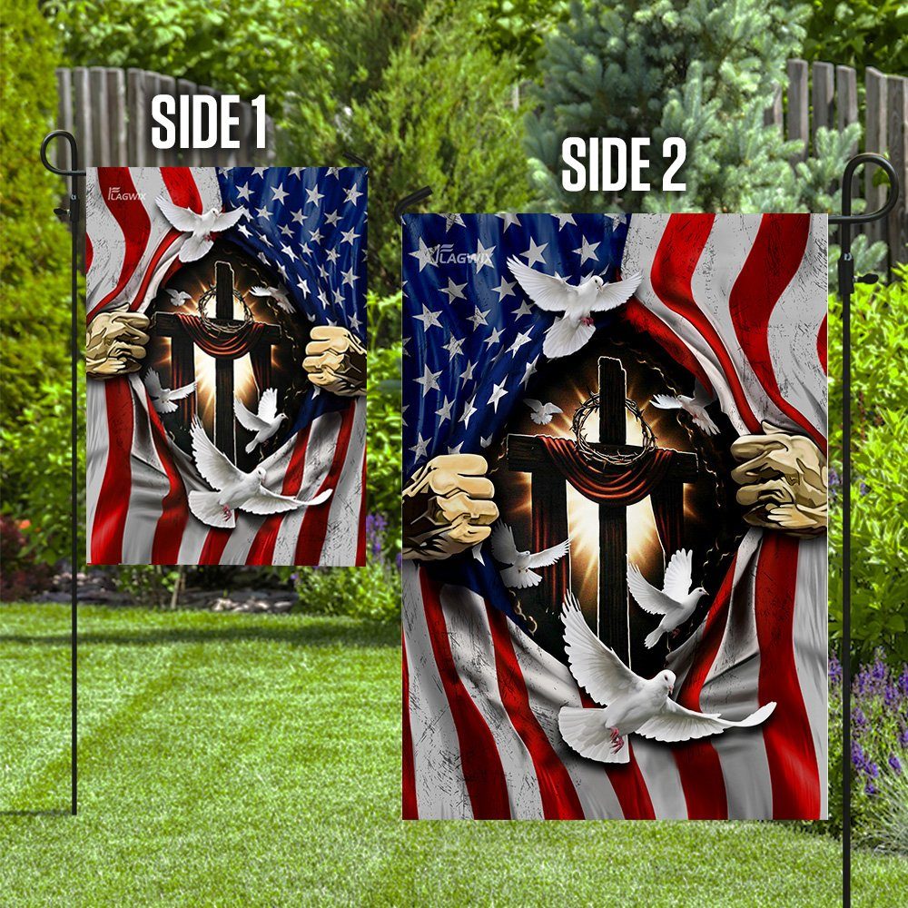 Jesus Christ With Cross Flagwix™ American Flag With Dove Flag – Flagwix