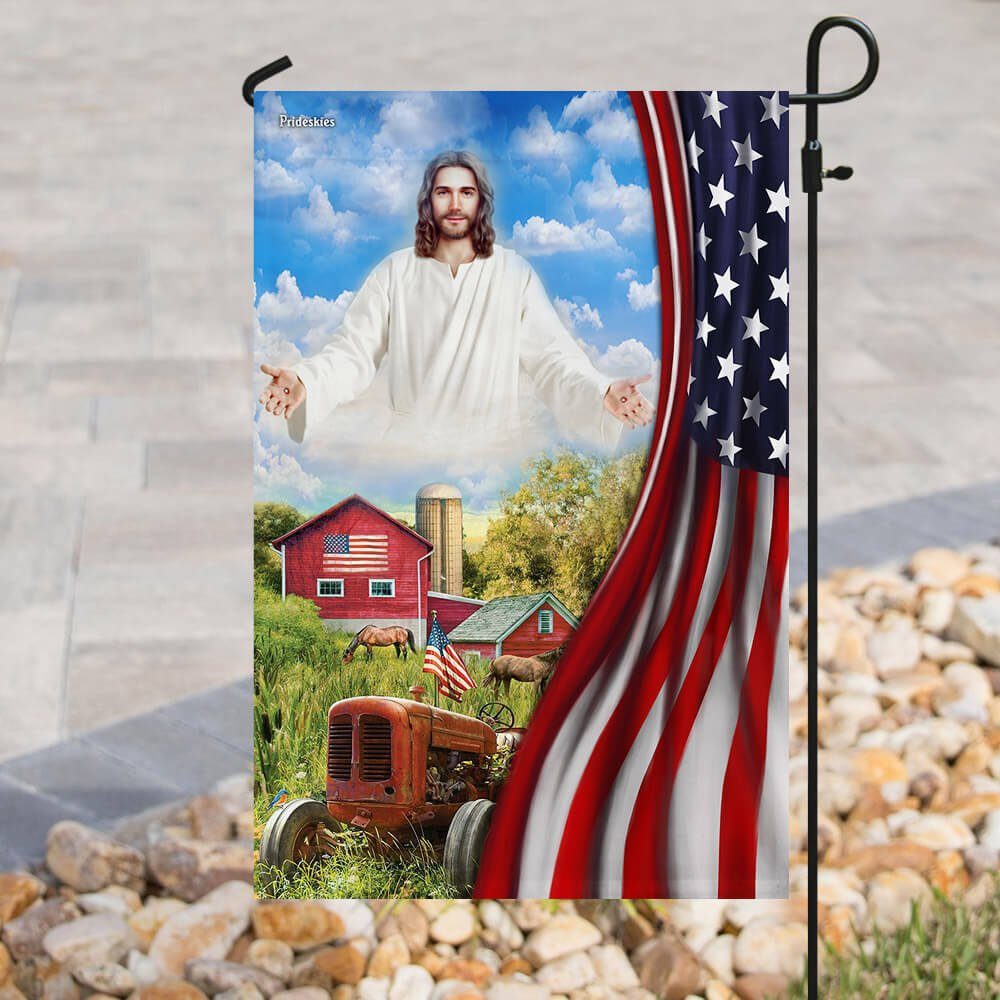 Jesus Christian Farm House American US Flag – Flagwix