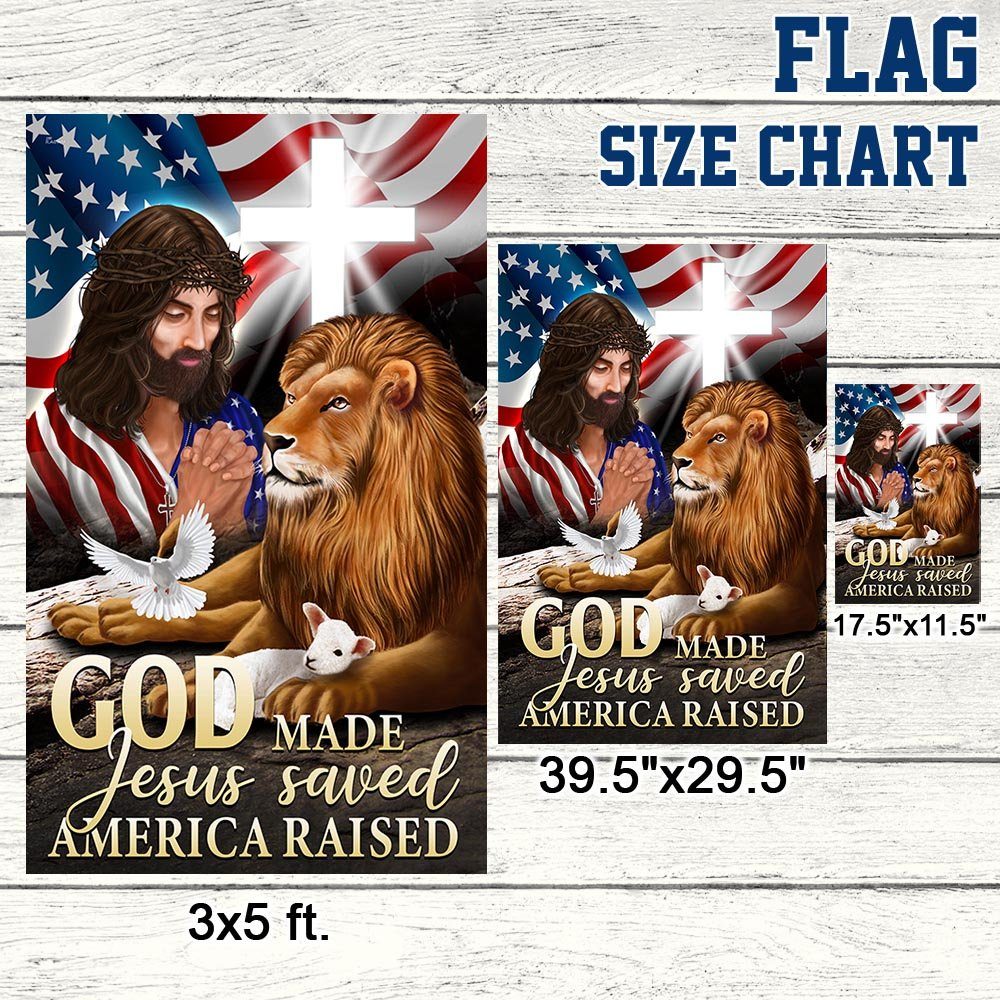Jesus Christian Lion and Lamb God Made Jesus Saved America Raised Flag ...