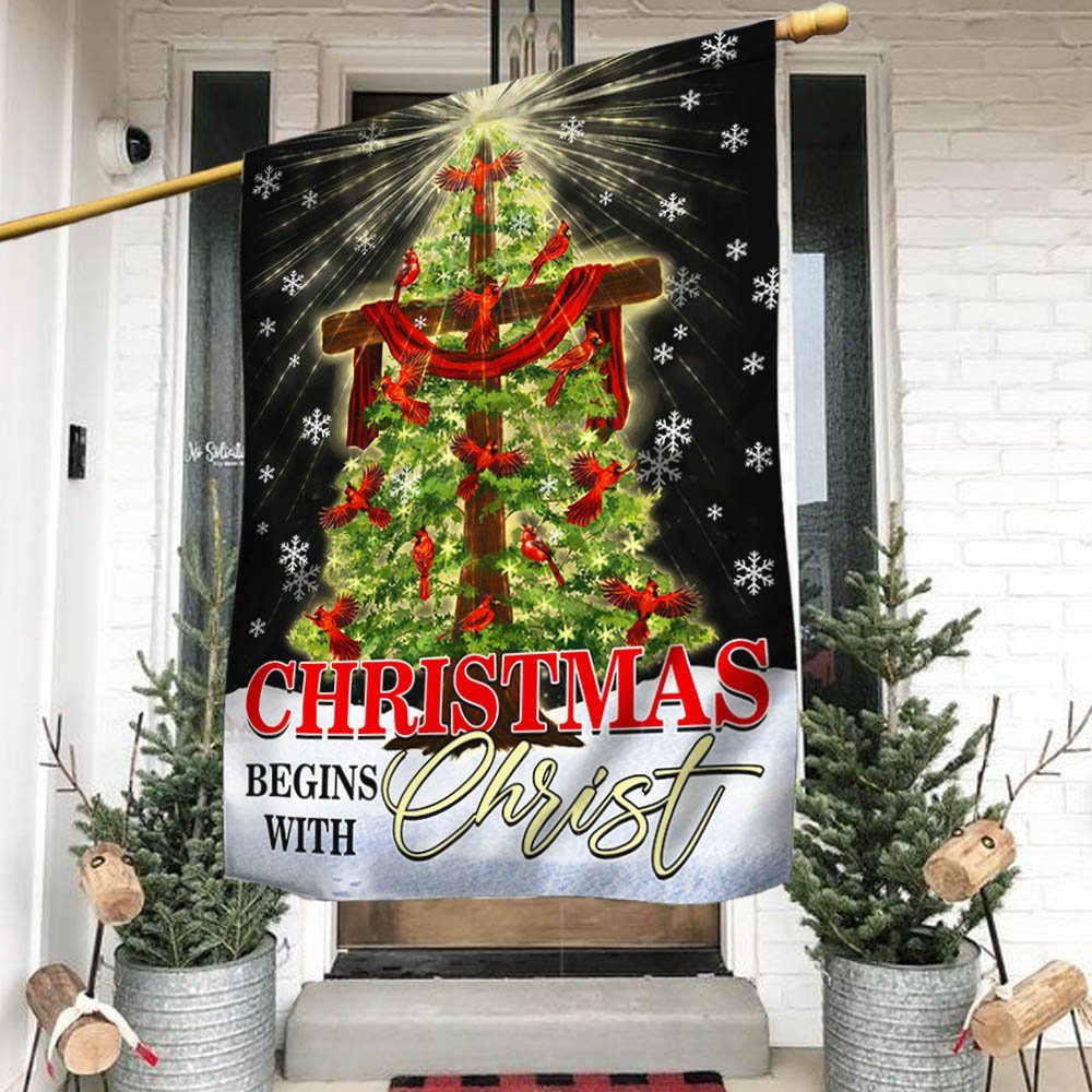Jesus Christmas Flag Christmas Begins With Christ LNT622F - Flagwix