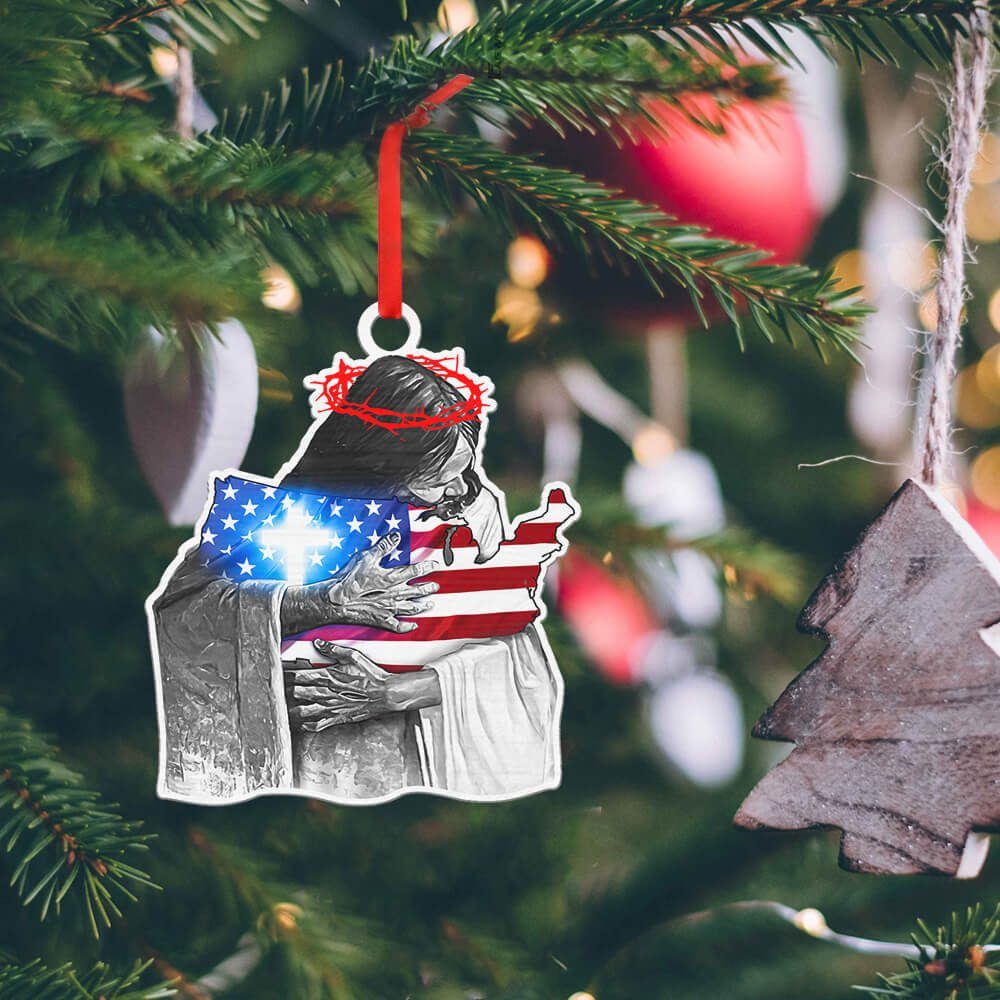 Jesus Custom - Shaped Ornament Hug USA NTB280O - Flagwix